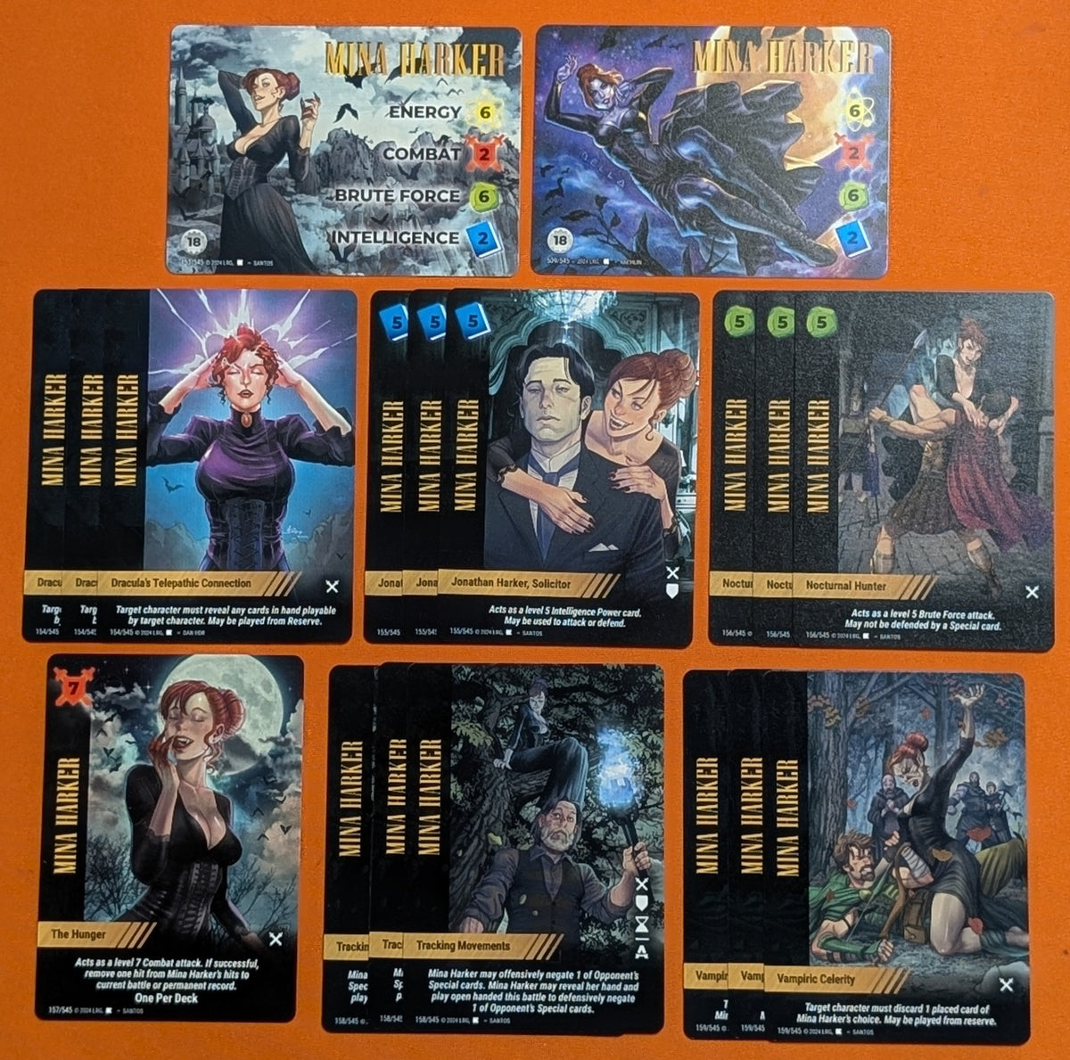 Marvel Overpower Mina Harker PLAYER SET - 2 char,1 alt art 16 specials ...