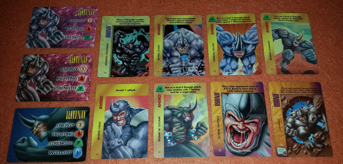 Marvel Overpower RHINO SET - 3 heroes OP IQ HF, 8 specials, w/2 ...