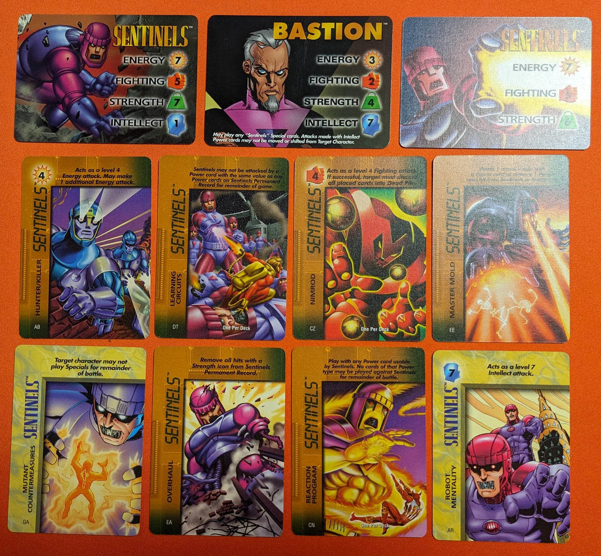 Marvel Overpower SENTINELS SET - 3 characters, MC, IQ, XM Bastion, 8 ...