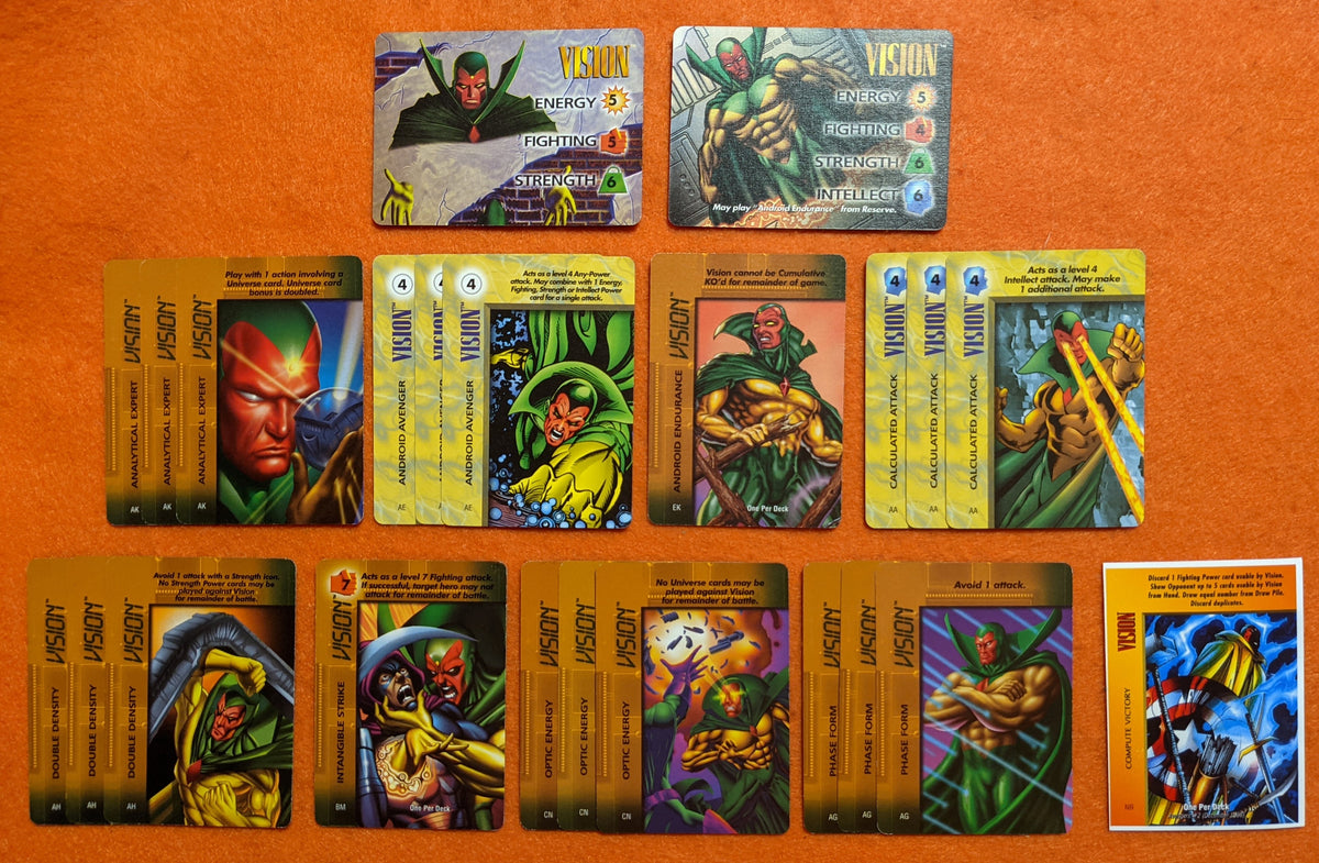 Marvel Overpower VISION PLAYER SET - 2 characters, 20 specials, 1 bonus ...